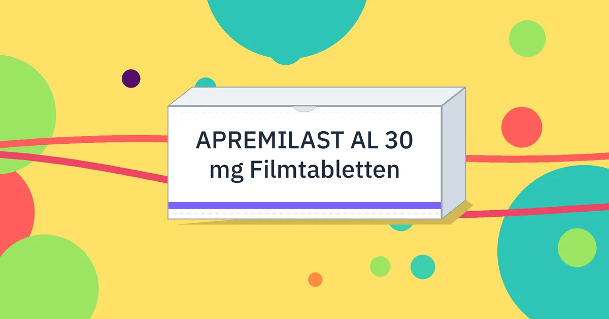 Symbolbild: Packung mit der Aufschrift APREMILAST AL 30 mg Filmtabletten (PZN 19733863) – Verfügbarkeit und Bezug in Apotheken in Frankfurt am Main