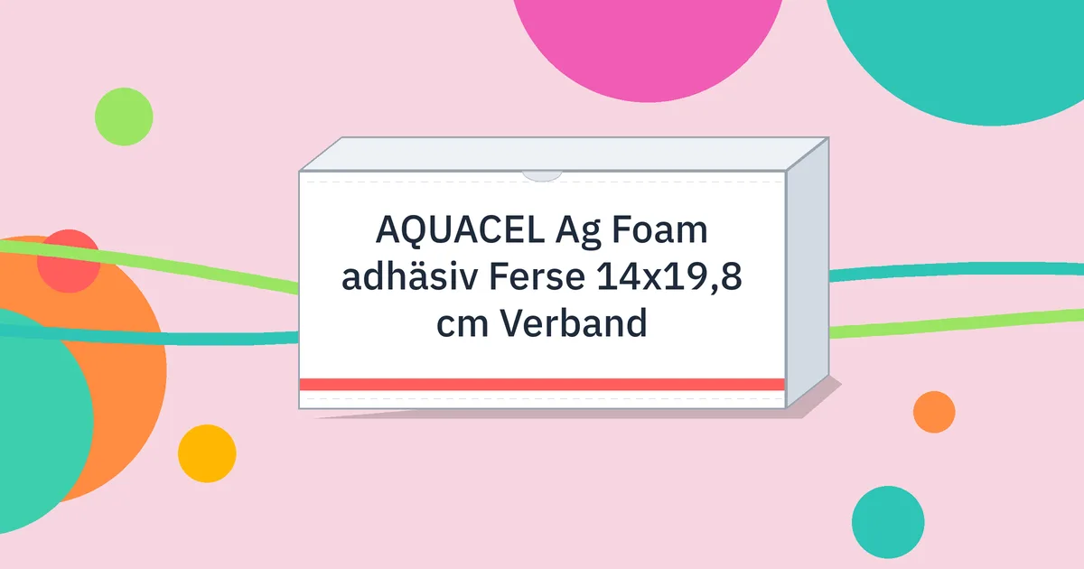 Symbolbild: Packung mit der Aufschrift AQUACEL Ag Foam adhäsiv Ferse 14x19,8 cm Verband (PZN 12504898) – Verfügbarkeit und Bezug in Apotheken in Frankfurt am Main