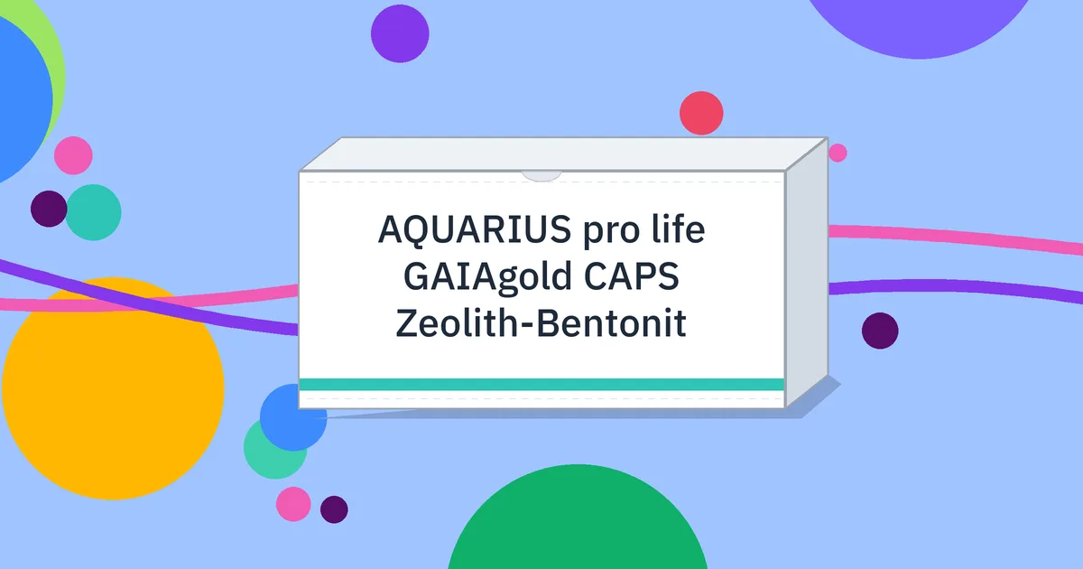 Symbolbild: Packung mit der Aufschrift AQUARIUS pro life GAIAgold CAPS Zeolith-Bentonit (PZN 17437304) – Verfügbarkeit und Bezug in Apotheken in Frankfurt am Main