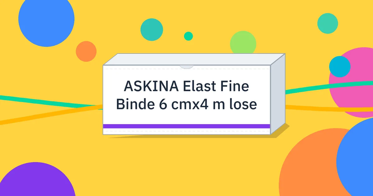 Symbolbild: Packung mit der Aufschrift ASKINA Elast Fine Binde 6 cmx4 m lose (PZN 00882170) – Verfügbarkeit und Bezug in Apotheken in Frankfurt am Main