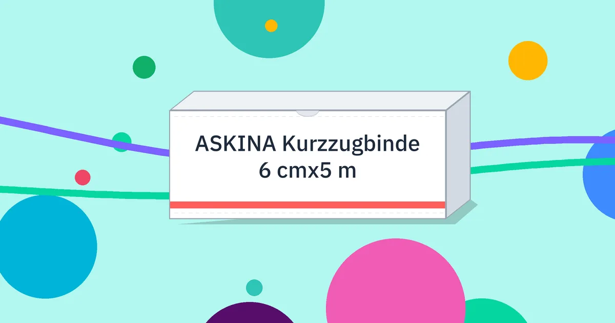 Symbolbild: Packung mit der Aufschrift ASKINA Kurzzugbinde 6 cmx5 m (PZN 12735511) – Verfügbarkeit und Bezug in Apotheken in Frankfurt am Main