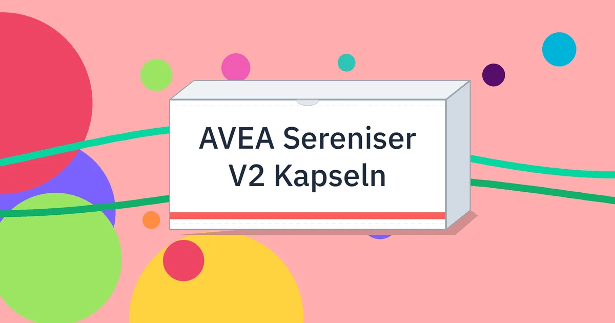 Symbolbild: Packung mit der Aufschrift AVEA Sereniser V2 Kapseln (PZN 20315792) – Verfügbarkeit und Bezug in Apotheken in Frankfurt am Main