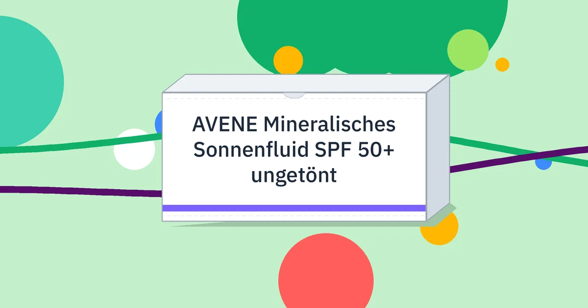 Symbolbild: Packung mit der Aufschrift AVENE Mineralisches Sonnenfluid SPF 50+ ungetönt (PZN 11670956) – Verfügbarkeit und Bezug in Apotheken in Frankfurt am Main