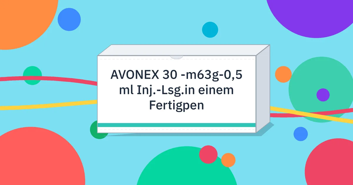 Symbolbild: Packung mit der Aufschrift AVONEX 30 -m63g-0,5 ml Inj.-Lsg.in einem Fertigpen (PZN 04680635) – Verfügbarkeit und Bezug in Apotheken in Frankfurt am Main