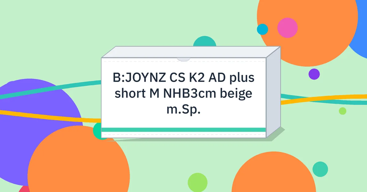 Symbolbild: Packung mit der Aufschrift B:JOYNZ CS K2 AD plus short M NHB3cm beige m.Sp. (PZN 20530065) – Verfügbarkeit und Bezug in Apotheken in Frankfurt am Main