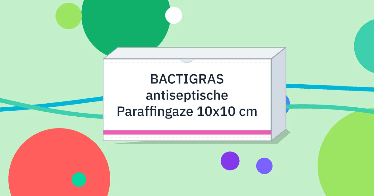 Symbolbild: Packung mit der Aufschrift BACTIGRAS antiseptische Paraffingaze 10x10 cm (PZN 17616136) – Verfügbarkeit und Bezug in Apotheken in Frankfurt am Main