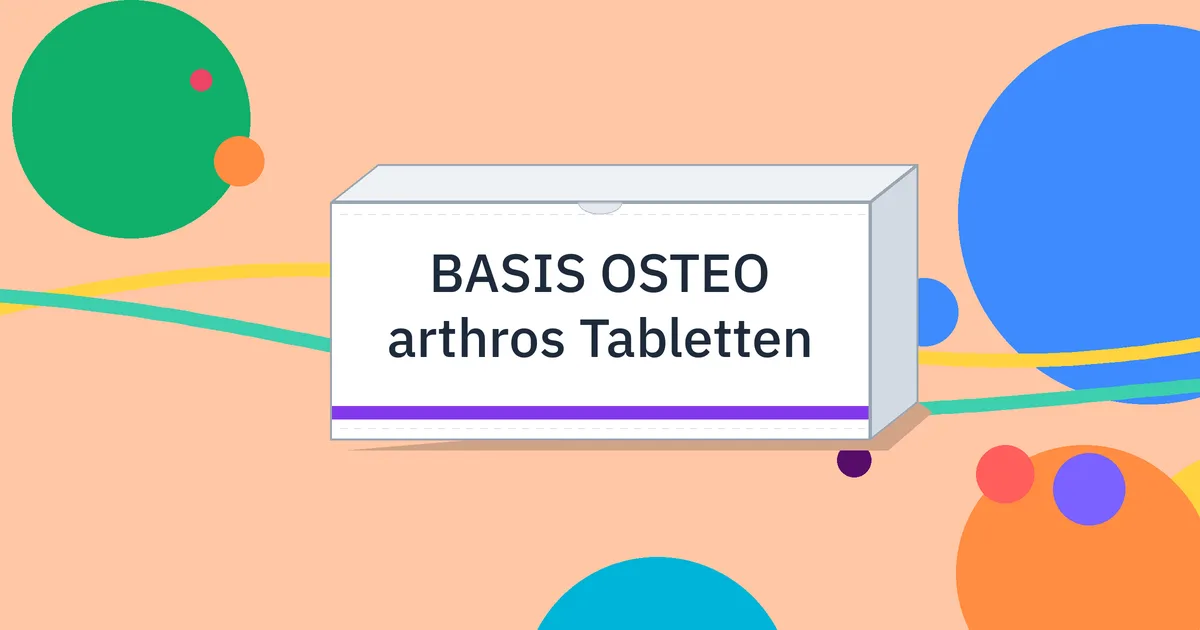 Symbolbild: Packung mit der Aufschrift BASIS OSTEO arthros Tabletten (PZN 07780449) – Verfügbarkeit und Bezug in Apotheken in Frankfurt am Main