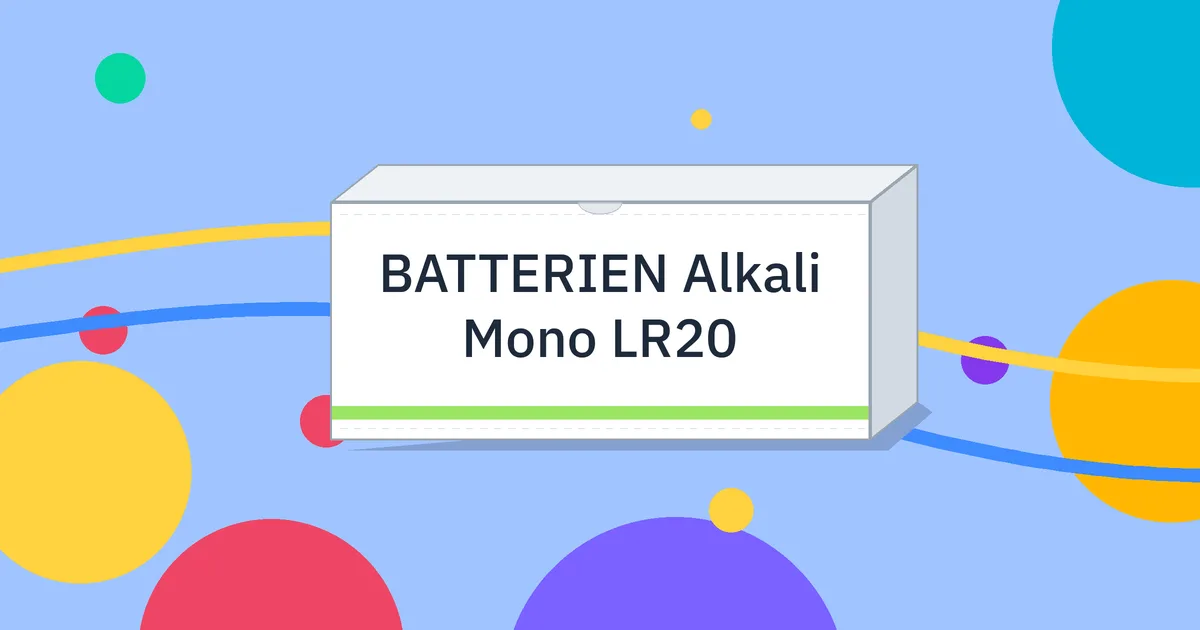 Symbolbild: Packung mit der Aufschrift BATTERIEN Alkali Mono LR20 (PZN 02430006) – Verfügbarkeit und Bezug in Apotheken in Frankfurt am Main