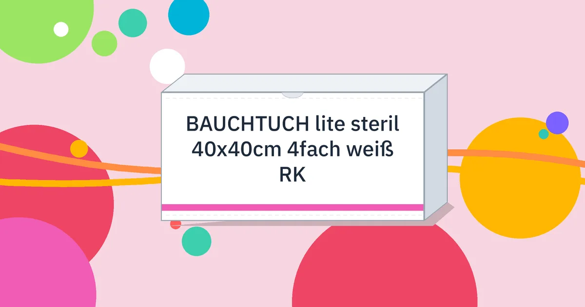 Symbolbild: Packung mit der Aufschrift BAUCHTUCH lite steril 40x40cm 4fach weiß RK (PZN 09214116) – Verfügbarkeit und Bezug in Apotheken in Frankfurt am Main