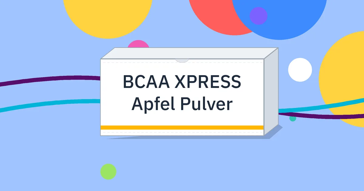 Symbolbild: Packung mit der Aufschrift BCAA XPRESS Apfel Pulver (PZN 10204525) – Verfügbarkeit und Bezug in Apotheken in Frankfurt am Main