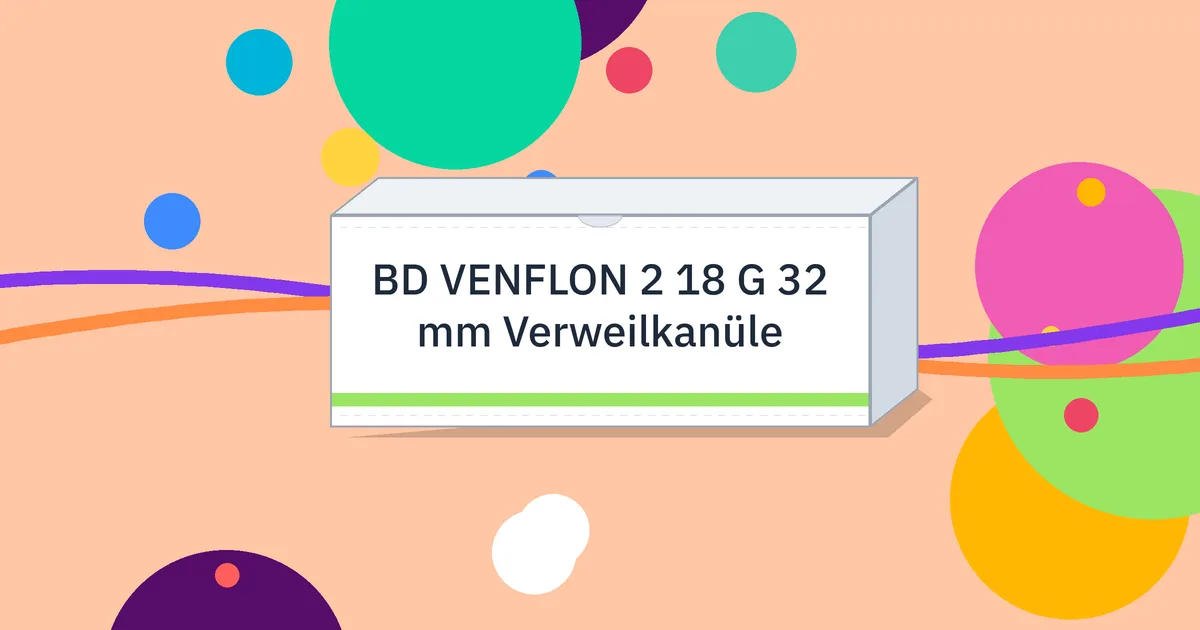 Symbolbild: Packung mit der Aufschrift BD VENFLON 2 18 G 32 mm Verweilkanüle (PZN 07669580) – Verfügbarkeit und Bezug in Apotheken in Frankfurt am Main