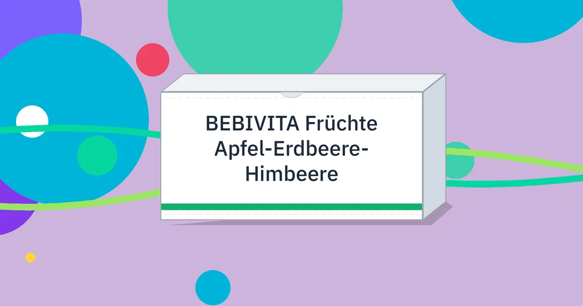 Symbolbild: Packung mit der Aufschrift BEBIVITA Früchte Apfel-Erdbeere-Himbeere (PZN 16790429) – Verfügbarkeit und Bezug in Apotheken in Frankfurt am Main