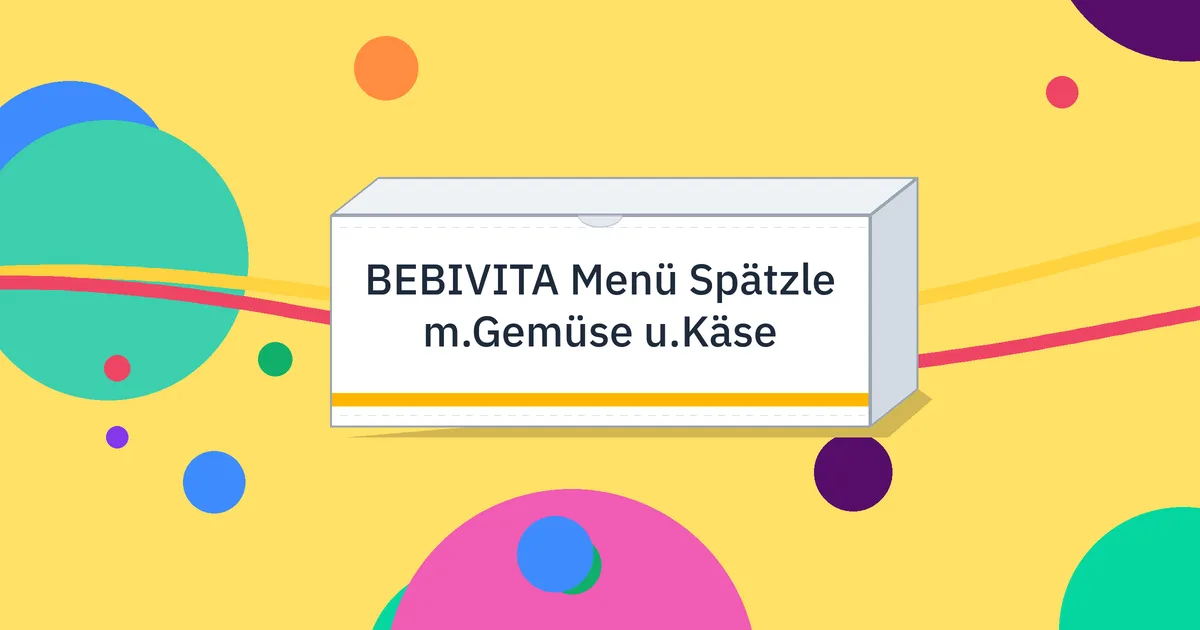 Symbolbild: Packung mit der Aufschrift BEBIVITA Menü Spätzle m.Gemüse u.Käse (PZN 19632978) – Verfügbarkeit und Bezug in Apotheken in Frankfurt am Main