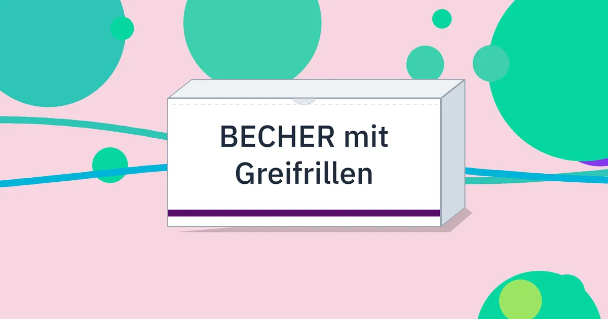 Symbolbild: Packung mit der Aufschrift BECHER mit Greifrillen (PZN 10853100) – Verfügbarkeit und Bezug in Apotheken in Frankfurt am Main