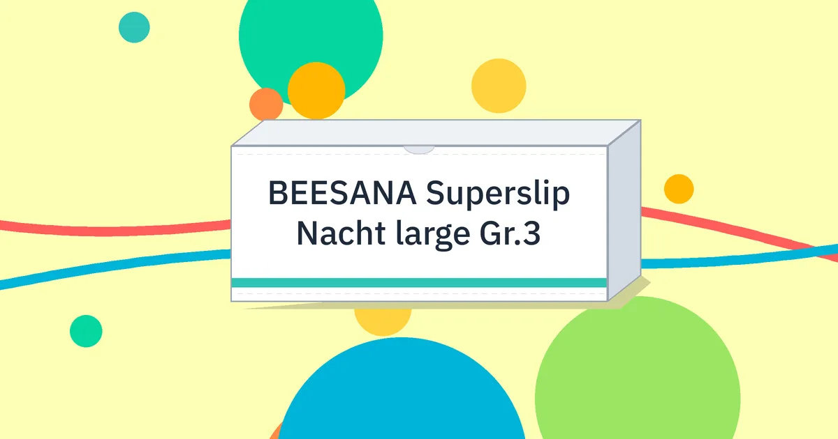 Symbolbild: Packung mit der Aufschrift BEESANA Superslip Nacht large Gr.3 (PZN 07757605) – Verfügbarkeit und Bezug in Apotheken in Frankfurt am Main