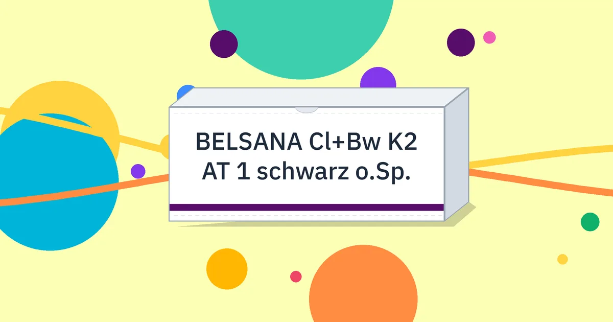 Symbolbild: Packung mit der Aufschrift BELSANA Cl+Bw K2 AT 1 schwarz o.Sp. (PZN 12248923) – Verfügbarkeit und Bezug in Apotheken in Frankfurt am Main