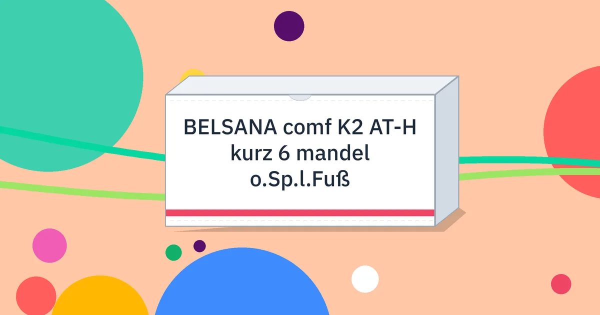 Symbolbild: Packung mit der Aufschrift BELSANA comf K2 AT-H kurz 6 mandel o.Sp.l.Fuß (PZN 12331883) – Verfügbarkeit und Bezug in Apotheken in Frankfurt am Main
