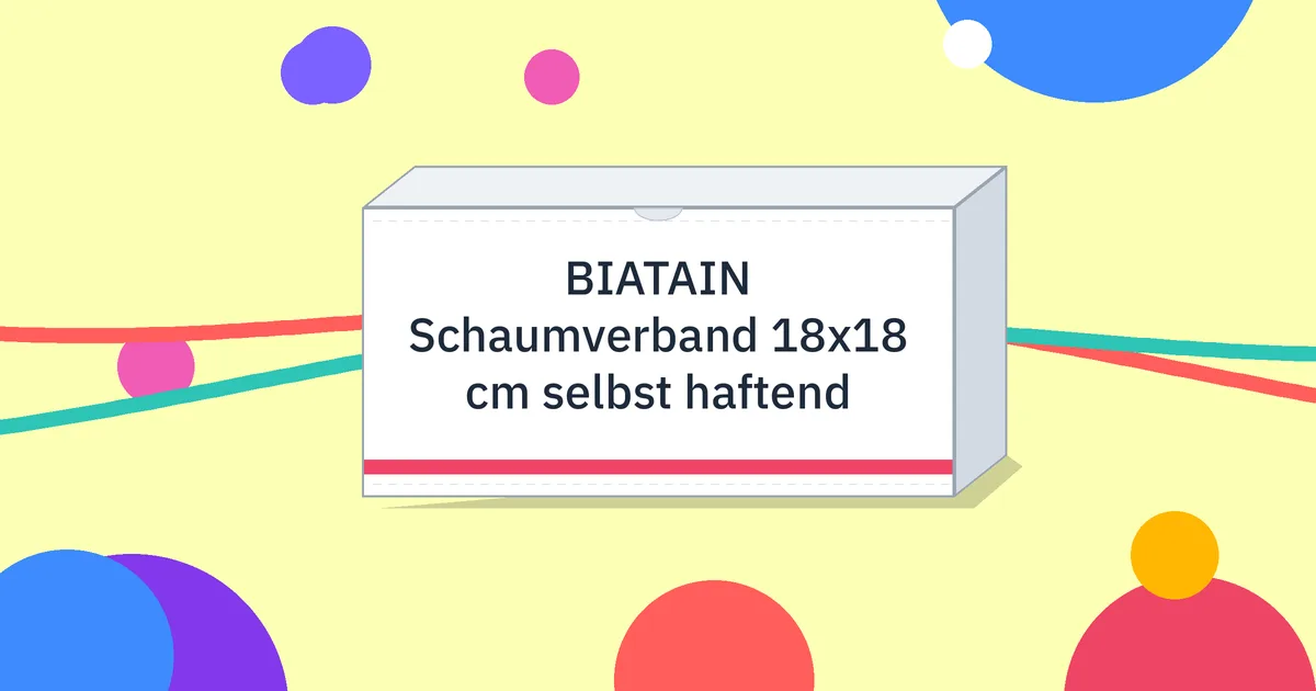 Symbolbild: Packung mit der Aufschrift BIATAIN Schaumverband 18x18 cm selbst haftend (PZN 20164991) – Verfügbarkeit und Bezug in Apotheken in Frankfurt am Main