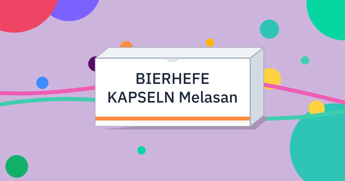 Symbolbild: Packung mit der Aufschrift BIERHEFE KAPSELN Melasan (PZN 00388487) – Verfügbarkeit und Bezug in Apotheken in Frankfurt am Main