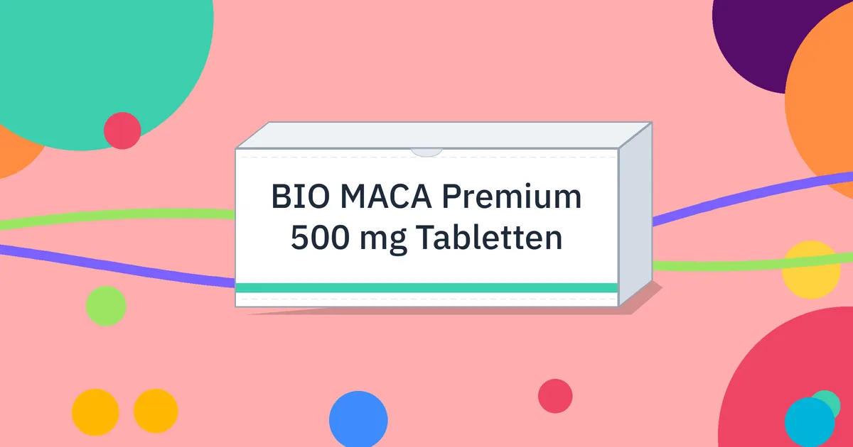 Symbolbild: Packung mit der Aufschrift BIO MACA Premium 500 mg Tabletten (PZN 09464770) – Verfügbarkeit und Bezug in Apotheken in Frankfurt am Main