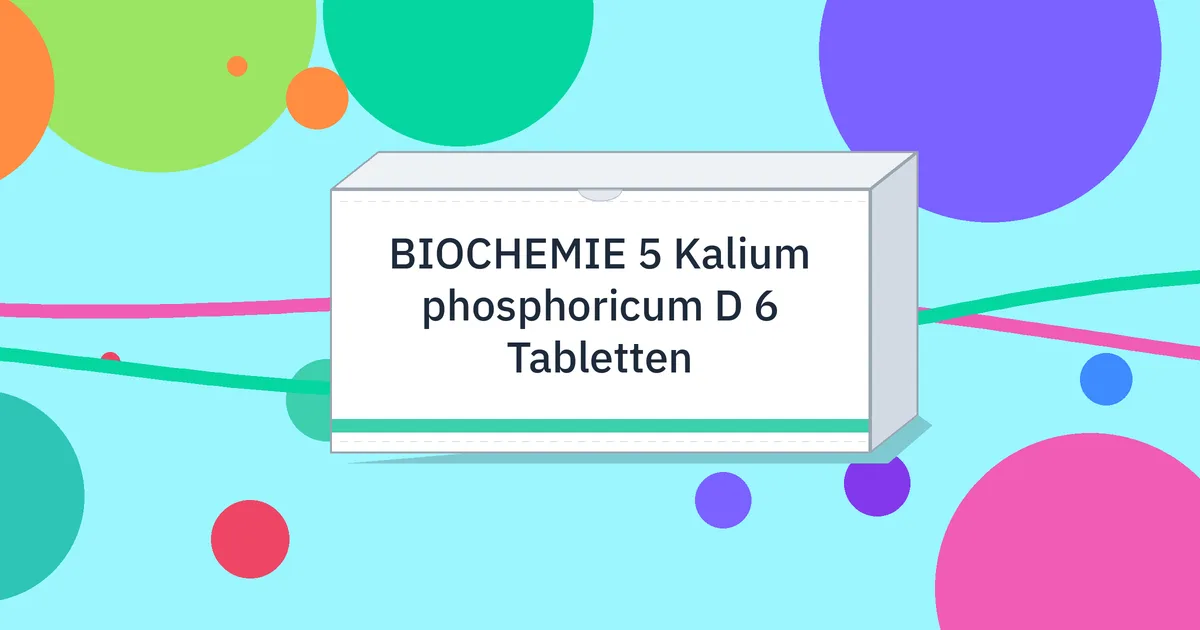 Symbolbild: Packung mit der Aufschrift BIOCHEMIE 5 Kalium phosphoricum D 6 Tabletten (PZN 04325822) – Verfügbarkeit und Bezug in Apotheken in Frankfurt am Main