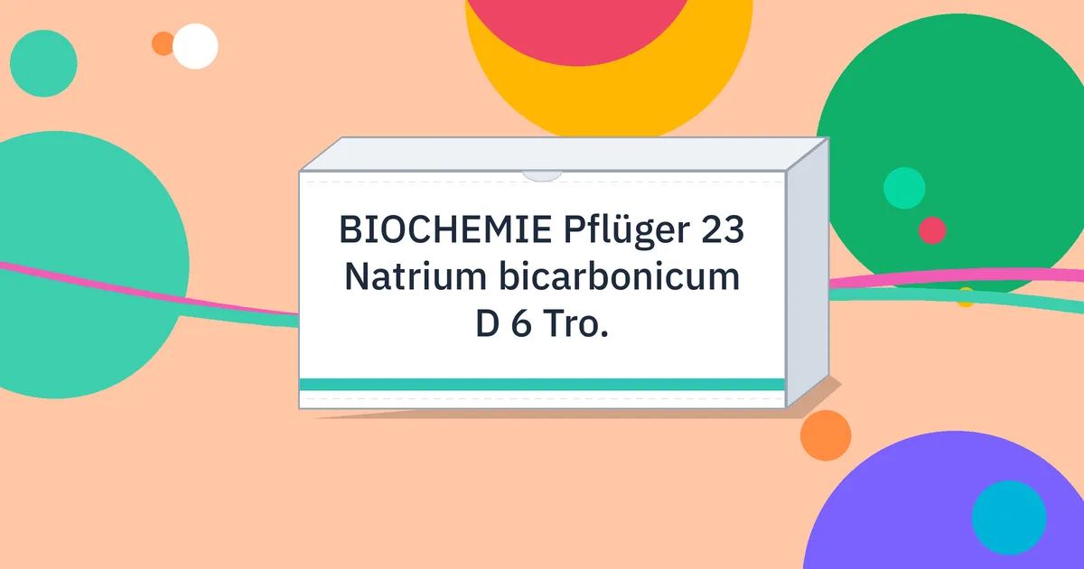 Symbolbild: Packung mit der Aufschrift BIOCHEMIE Pflüger 23 Natrium bicarbonicum D 6 Tro. (PZN 09298716) – Verfügbarkeit und Bezug in Apotheken in Frankfurt am Main