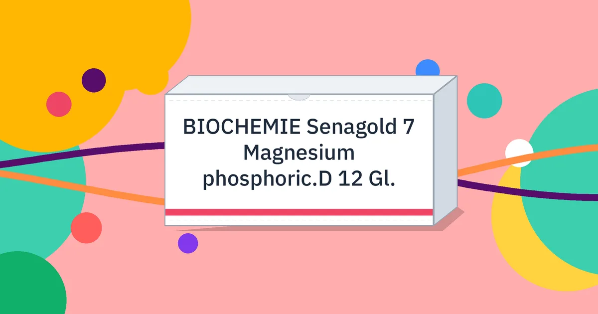 Symbolbild: Packung mit der Aufschrift BIOCHEMIE Senagold 7 Magnesium phosphoric.D 12 Gl. (PZN 09215179) – Verfügbarkeit und Bezug in Apotheken in Frankfurt am Main