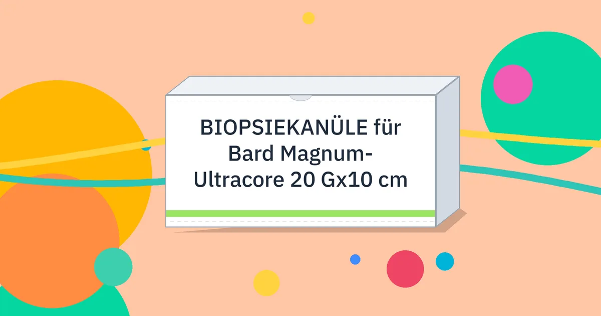 Symbolbild: Packung mit der Aufschrift BIOPSIEKANÜLE für Bard Magnum-Ultracore 20 Gx10 cm (PZN 07096799) – Verfügbarkeit und Bezug in Apotheken in Frankfurt am Main