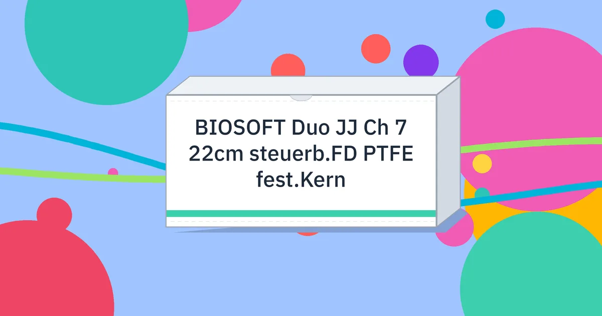 Symbolbild: Packung mit der Aufschrift BIOSOFT Duo JJ Ch 7 22cm steuerb.FD PTFE fest.Kern (PZN 17509765) – Verfügbarkeit und Bezug in Apotheken in Frankfurt am Main
