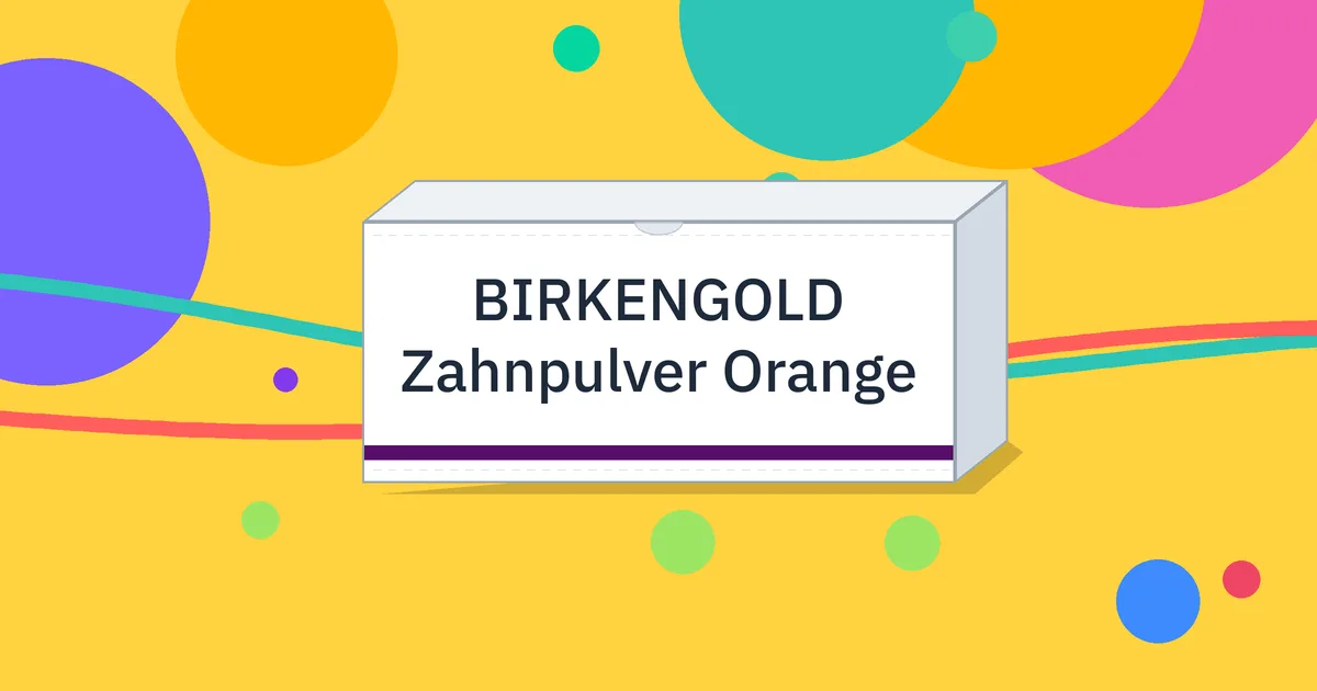 Symbolbild: Packung mit der Aufschrift BIRKENGOLD Zahnpulver Orange (PZN 19290555) – Verfügbarkeit und Bezug in Apotheken in Frankfurt am Main