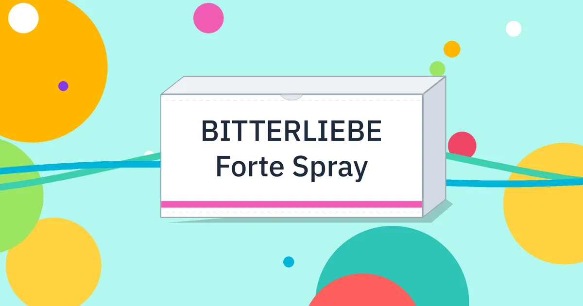 Symbolbild: Packung mit der Aufschrift BITTERLIEBE Forte Spray (PZN 18220274) – Verfügbarkeit und Bezug in Apotheken in Frankfurt am Main