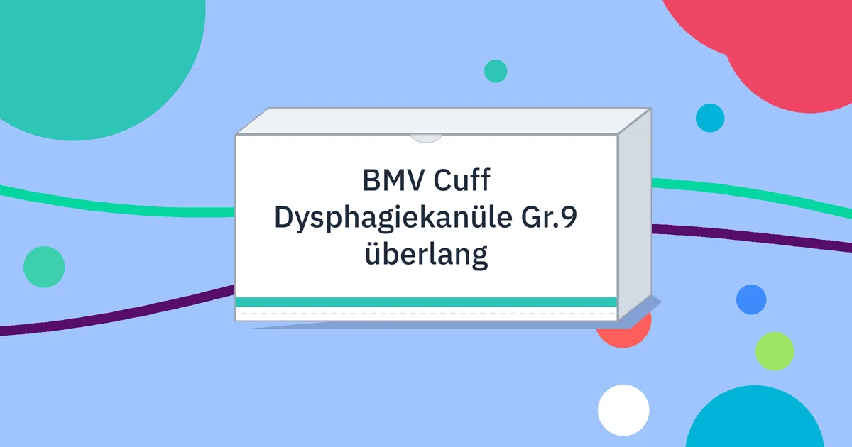 Symbolbild: Packung mit der Aufschrift BMV Cuff Dysphagiekanüle Gr.9 überlang (PZN 18382841) – Verfügbarkeit und Bezug in Apotheken in Frankfurt am Main