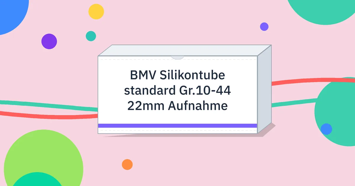 Symbolbild: Packung mit der Aufschrift BMV Silikontube standard Gr.10-44 22mm Aufnahme (PZN 18386164) – Verfügbarkeit und Bezug in Apotheken in Frankfurt am Main