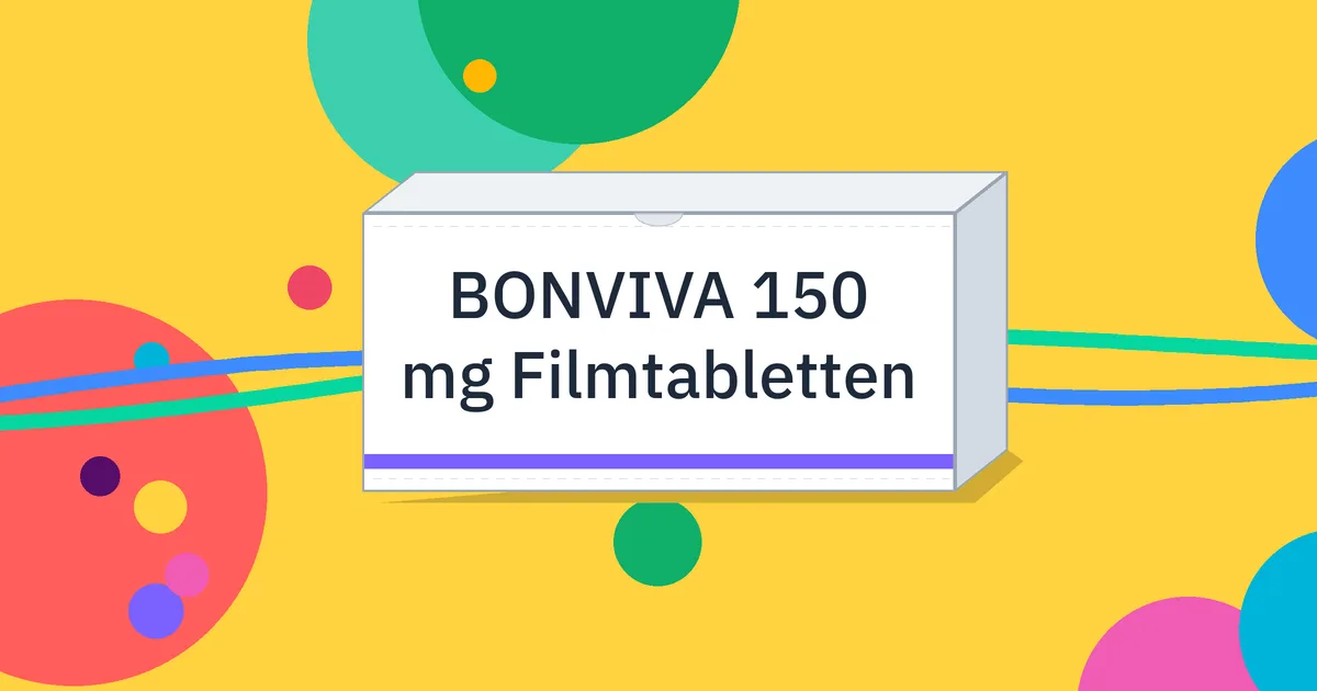 Symbolbild: Packung mit der Aufschrift BONVIVA 150 mg Filmtabletten (PZN 04188590) – Verfügbarkeit und Bezug in Apotheken in Frankfurt am Main