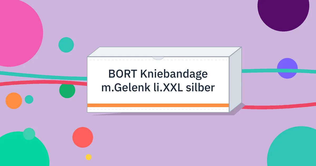 Symbolbild: Packung mit der Aufschrift BORT Kniebandage m.Gelenk li.XXL silber (PZN 11055292) – Verfügbarkeit und Bezug in Apotheken in Frankfurt am Main