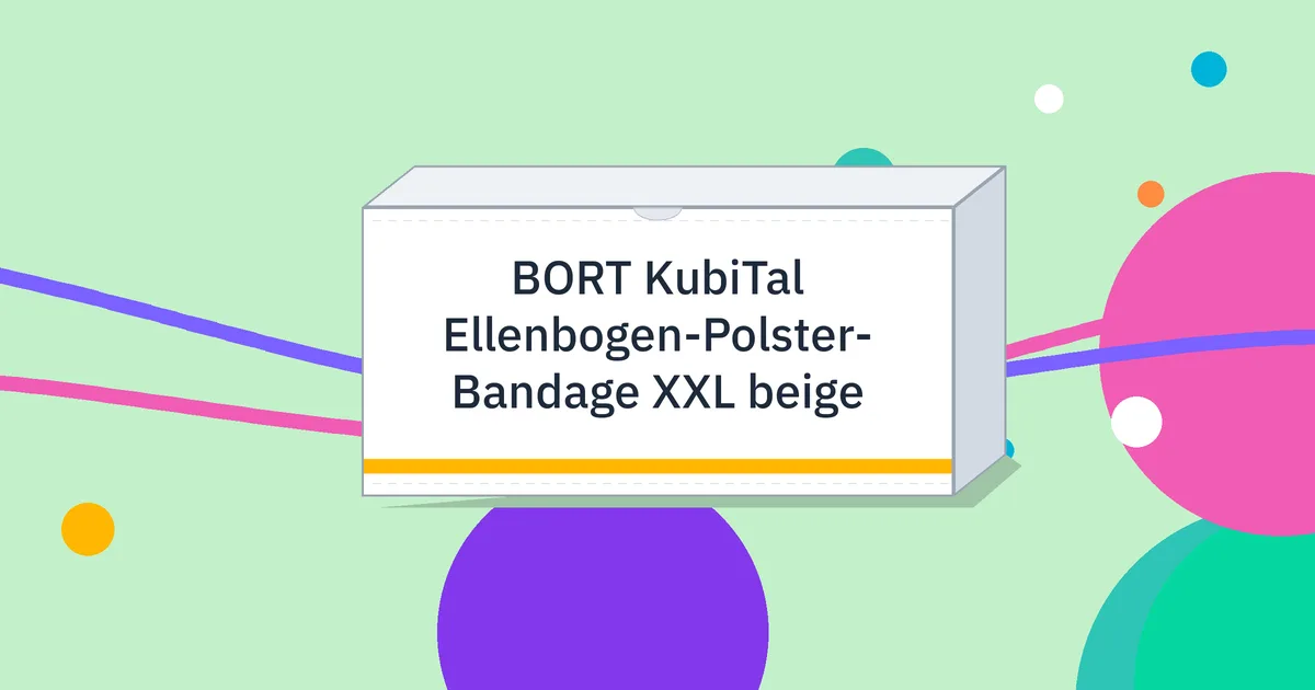 Symbolbild: Packung mit der Aufschrift BORT KubiTal Ellenbogen-Polster-Bandage XXL beige (PZN 00221586) – Verfügbarkeit und Bezug in Apotheken in Frankfurt am Main