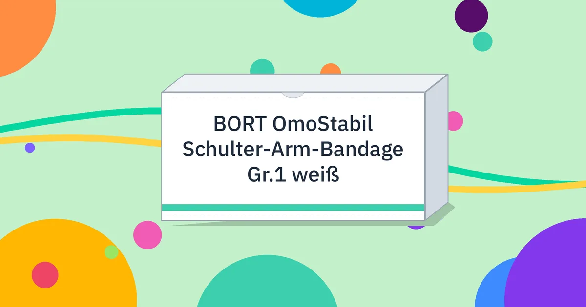 Symbolbild: Packung mit der Aufschrift BORT OmoStabil Schulter-Arm-Bandage Gr.1 weiß (PZN 08829206) – Verfügbarkeit und Bezug in Apotheken in Frankfurt am Main