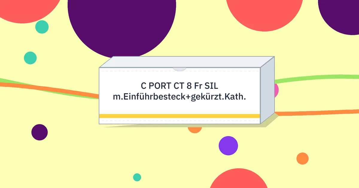 Symbolbild: Packung mit der Aufschrift C PORT CT 8 Fr SIL m.Einführbesteck+gekürzt.Kath. (PZN 15618289) – Verfügbarkeit und Bezug in Apotheken in Frankfurt am Main