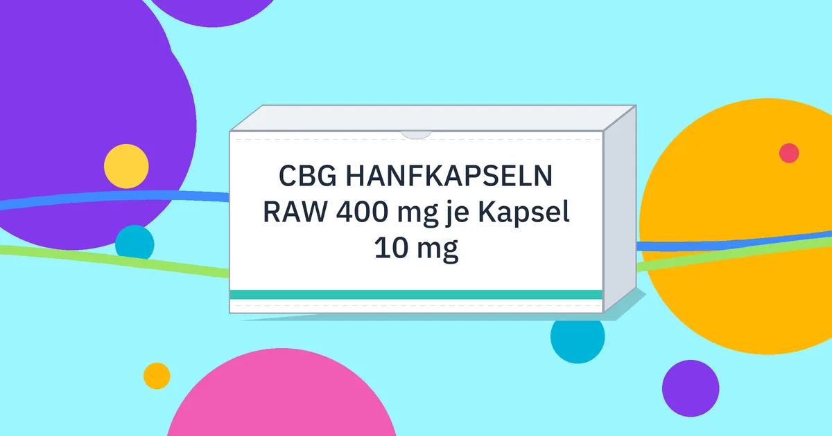 Symbolbild: Packung mit der Aufschrift CBG HANFKAPSELN RAW 400 mg je Kapsel 10 mg (PZN 15734535) – Verfügbarkeit und Bezug in Apotheken in Frankfurt am Main