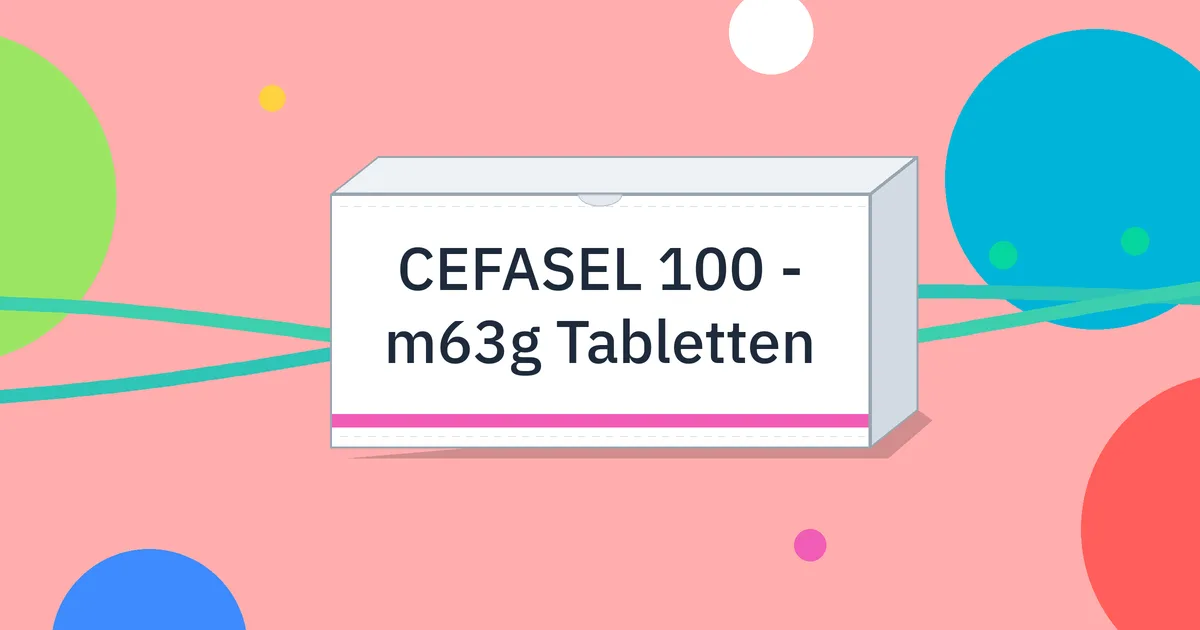 Symbolbild: Packung mit der Aufschrift CEFASEL 100 -m63g Tabletten (PZN 16390322) – Verfügbarkeit und Bezug in Apotheken in Frankfurt am Main