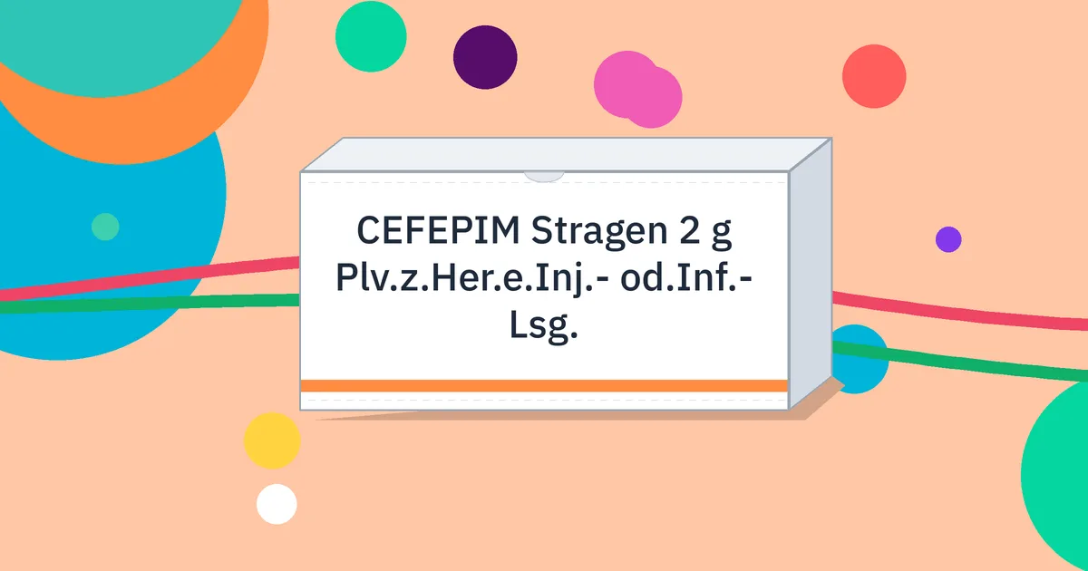 Symbolbild: Packung mit der Aufschrift CEFEPIM Stragen 2 g Plv.z.Her.e.Inj.- od.Inf.-Lsg. (PZN 12740050) – Verfügbarkeit und Bezug in Apotheken in Frankfurt am Main