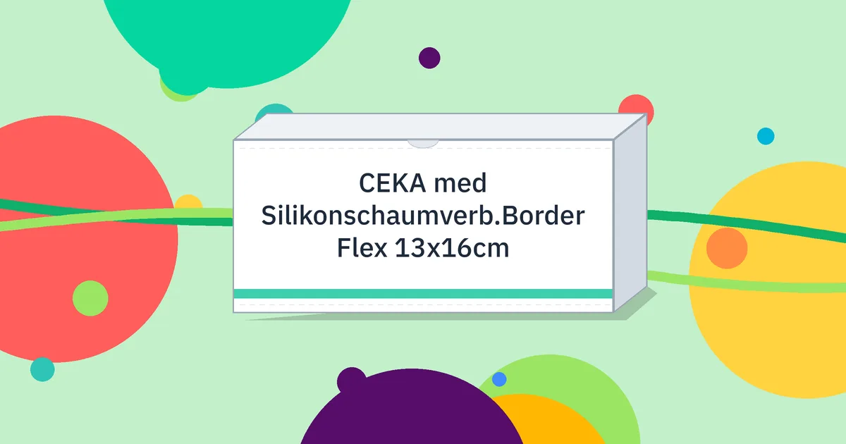 Symbolbild: Packung mit der Aufschrift CEKA med Silikonschaumverb.Border Flex 13x16cm (PZN 20386415) – Verfügbarkeit und Bezug in Apotheken in Frankfurt am Main