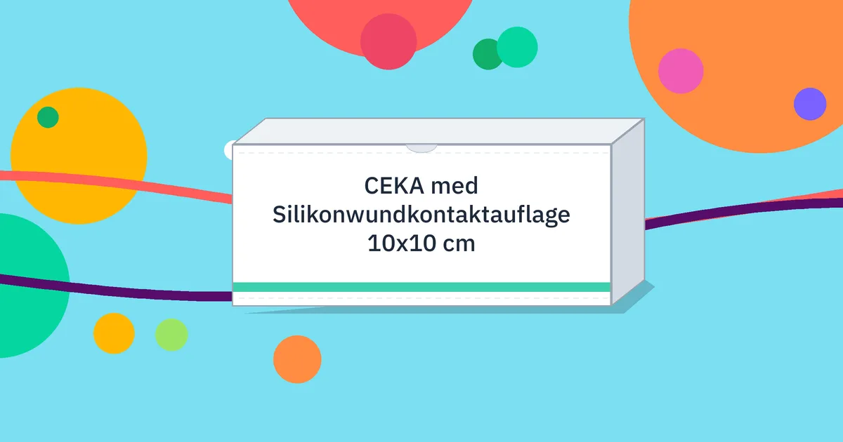Symbolbild: Packung mit der Aufschrift CEKA med Silikonwundkontaktauflage 10x10 cm (PZN 19276704) – Verfügbarkeit und Bezug in Apotheken in Frankfurt am Main