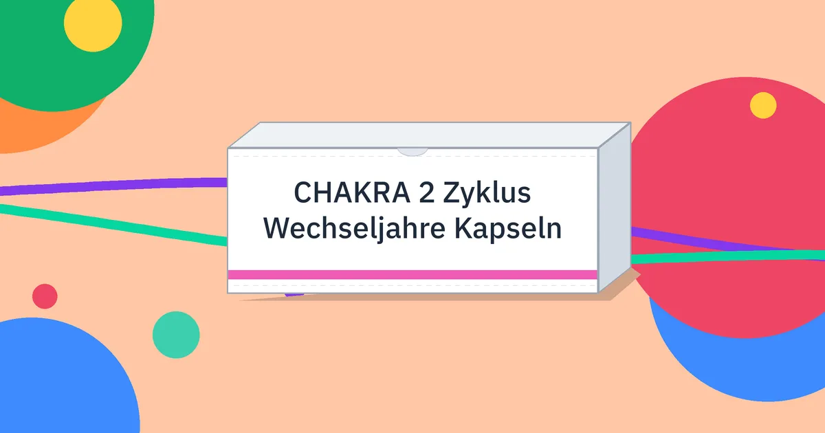 Symbolbild: Packung mit der Aufschrift CHAKRA 2 Zyklus Wechseljahre Kapseln (PZN 03398836) – Verfügbarkeit und Bezug in Apotheken in Frankfurt am Main