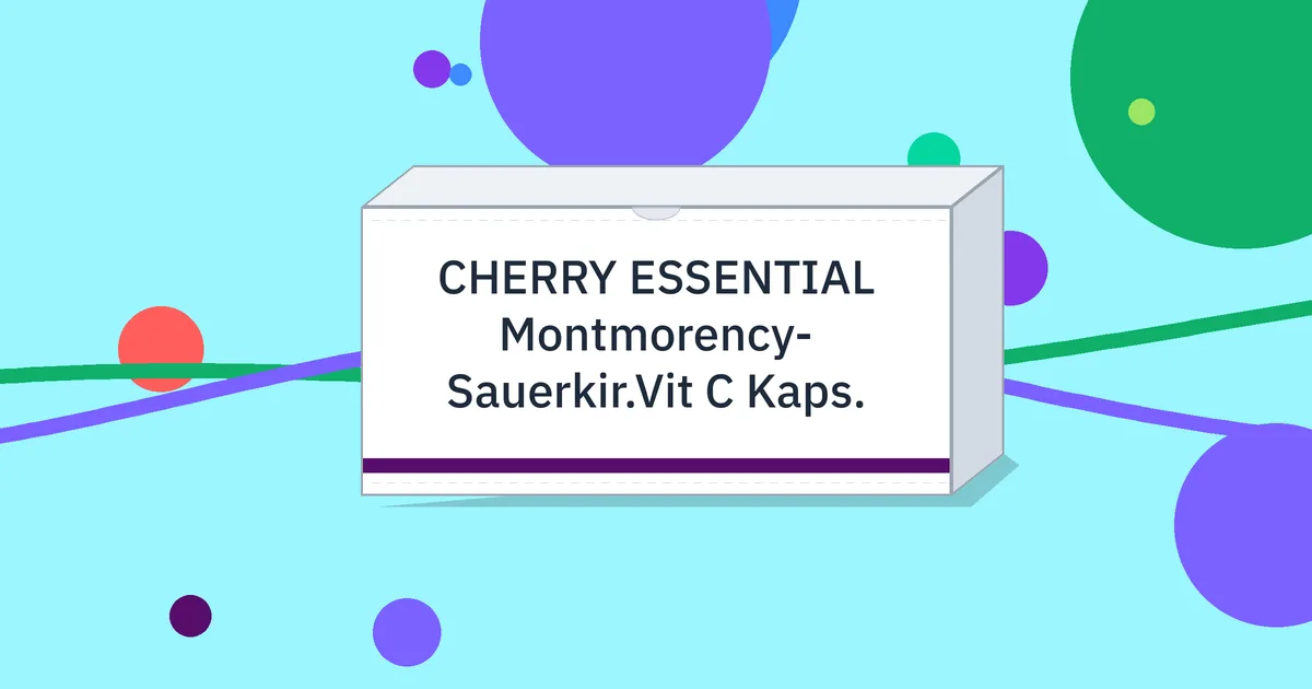 Symbolbild: Packung mit der Aufschrift CHERRY ESSENTIAL Montmorency-Sauerkir.Vit C Kaps. (PZN 19553109) – Verfügbarkeit und Bezug in Apotheken in Frankfurt am Main