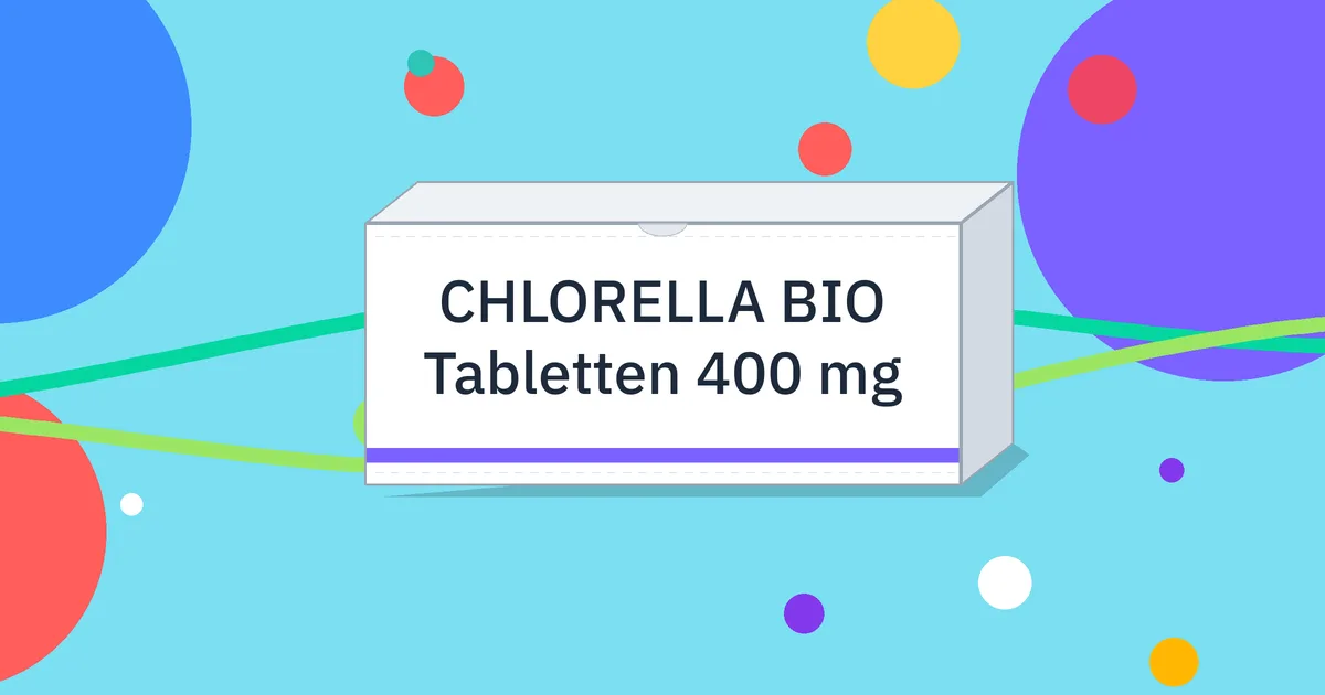 Symbolbild: Packung mit der Aufschrift CHLORELLA BIO Tabletten 400 mg (PZN 05372083) – Verfügbarkeit und Bezug in Apotheken in Frankfurt am Main