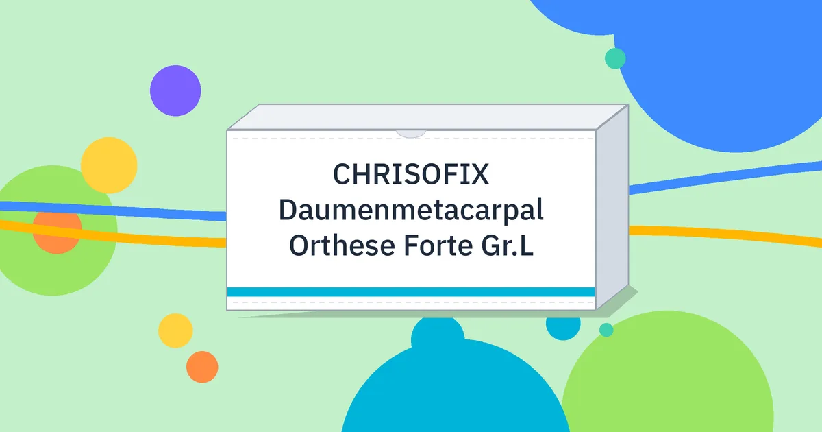 Symbolbild: Packung mit der Aufschrift CHRISOFIX Daumenmetacarpal Orthese Forte Gr.L (PZN 12473560) – Verfügbarkeit und Bezug in Apotheken in Frankfurt am Main