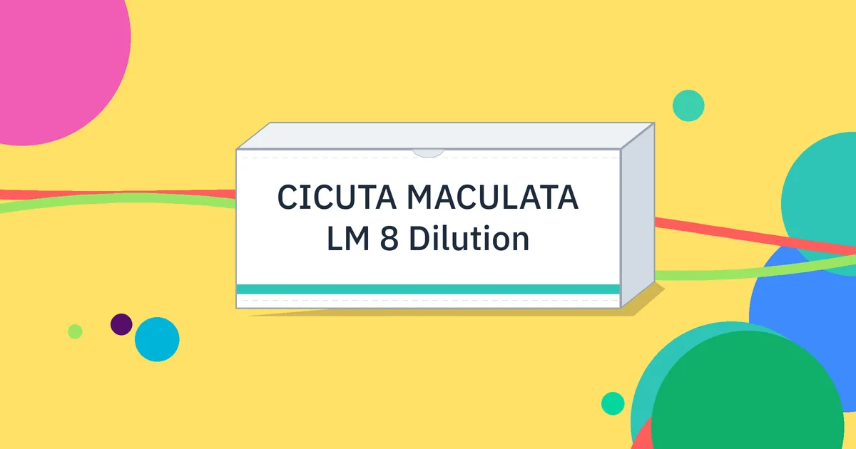Symbolbild: Packung mit der Aufschrift CICUTA MACULATA LM 8 Dilution (PZN 12818208) – Verfügbarkeit und Bezug in Apotheken in Frankfurt am Main