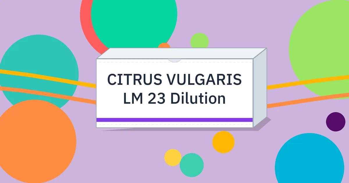 Symbolbild: Packung mit der Aufschrift CITRUS VULGARIS LM 23 Dilution (PZN 12821908) – Verfügbarkeit und Bezug in Apotheken in Frankfurt am Main