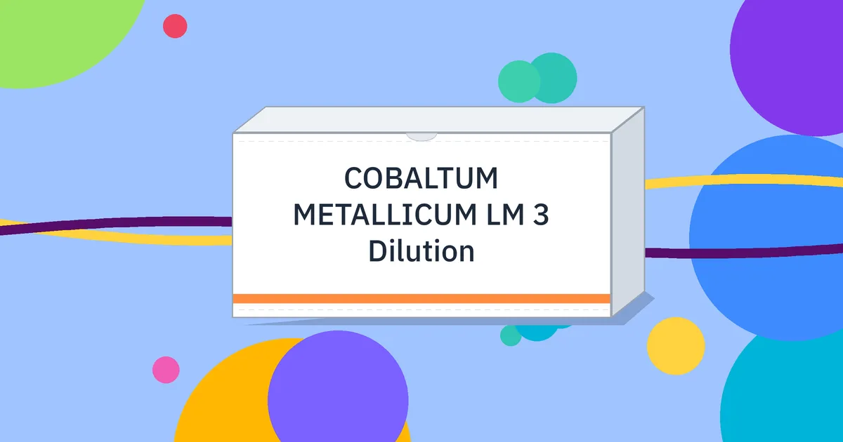 Symbolbild: Packung mit der Aufschrift COBALTUM METALLICUM LM 3 Dilution (PZN 12823008) – Verfügbarkeit und Bezug in Apotheken in Frankfurt am Main